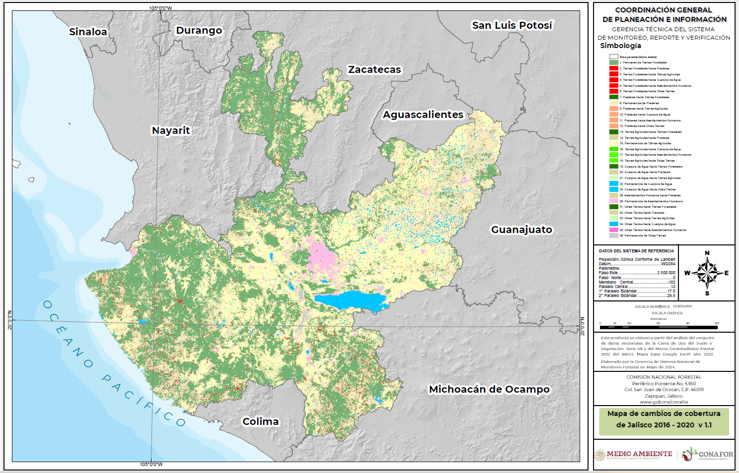 Mapa en formato PDF de los cambios de cobertura del suelo de Jalisco ...