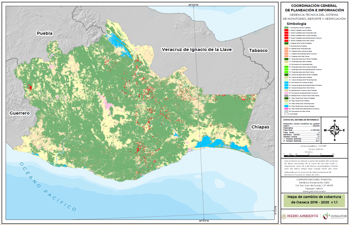 Mapa en formato PDF de los cambios de cobertura del suelo de Oaxaca ...