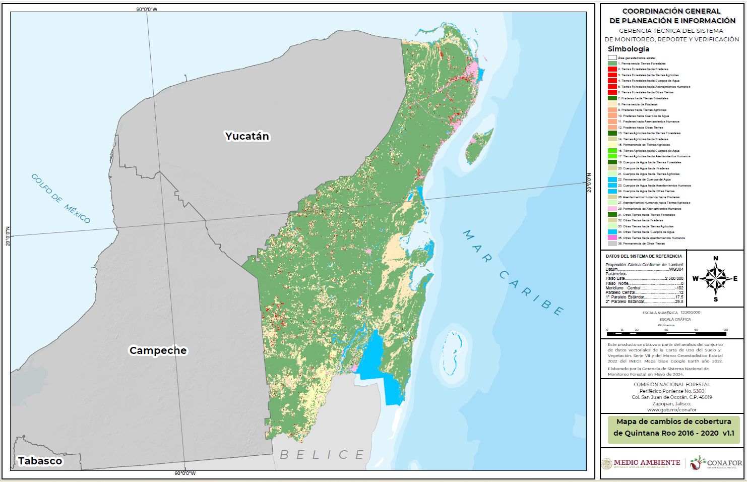 Mapa en formato PDF de los cambios de cobertura del suelo de Quintana ...
